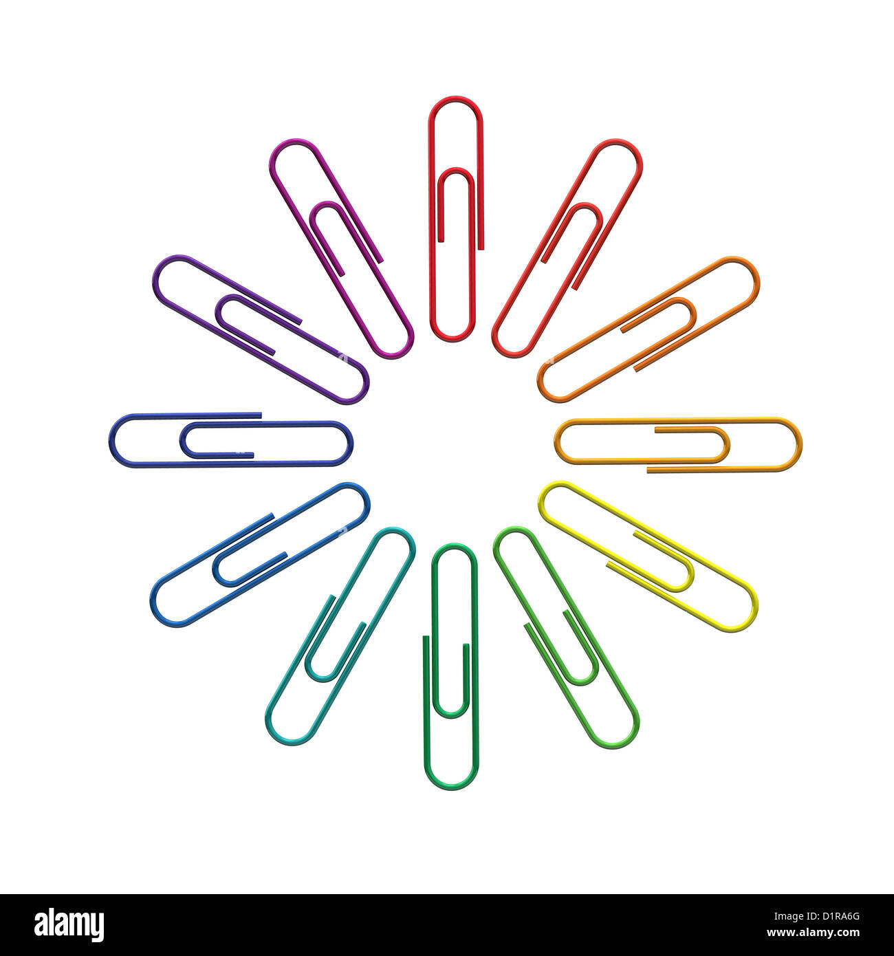 Paper clips color wheel 3d Stock Photo - Alamy