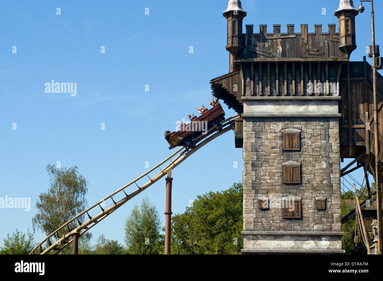 Rollercoaster ride at the Efteling theme park in the Netherlands Stock ...