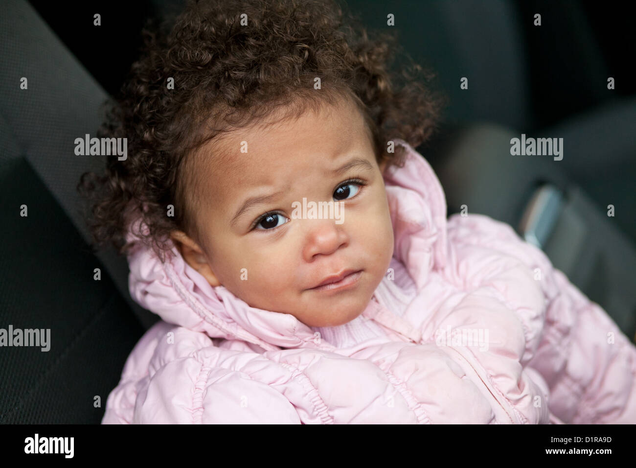 portrait of a young mixed race toddler girl crying big tears Stock ...
