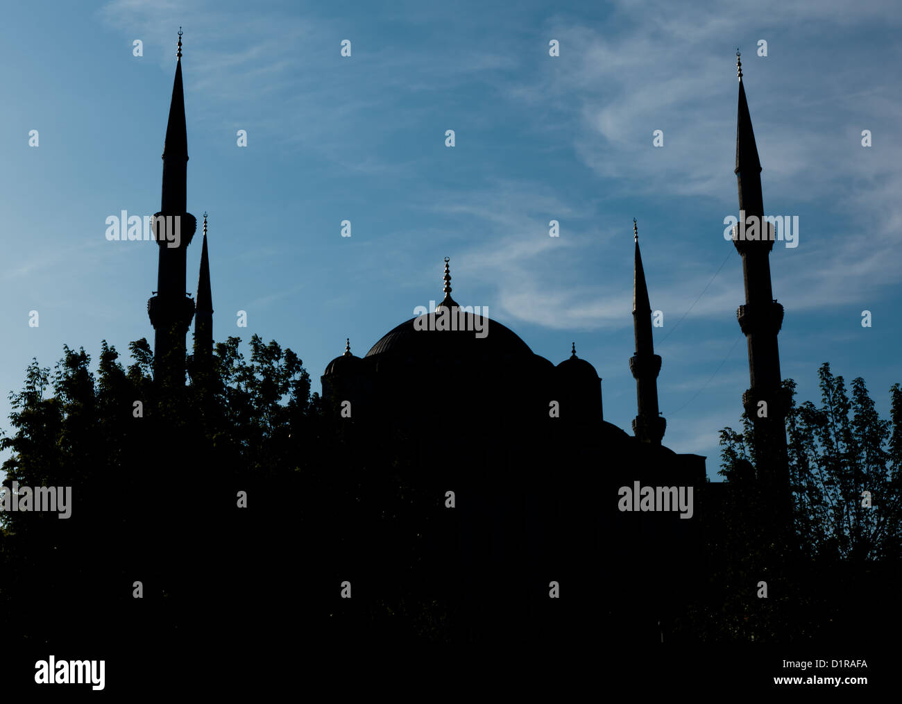 Silhouette of the Blue Mosque Stock Photo - Alamy