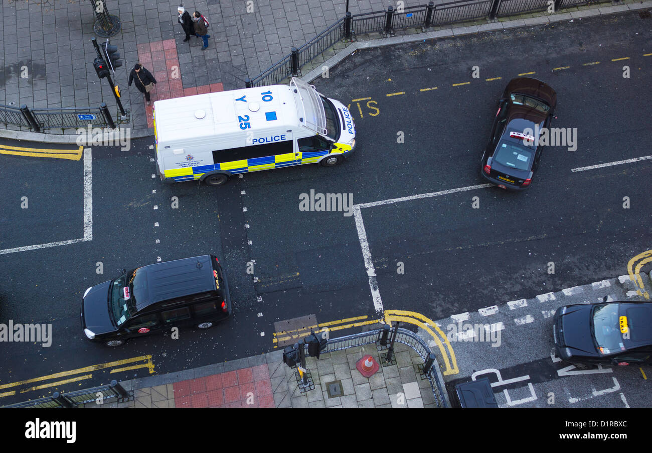 An aerial view of a police van Stock Photo - Alamy