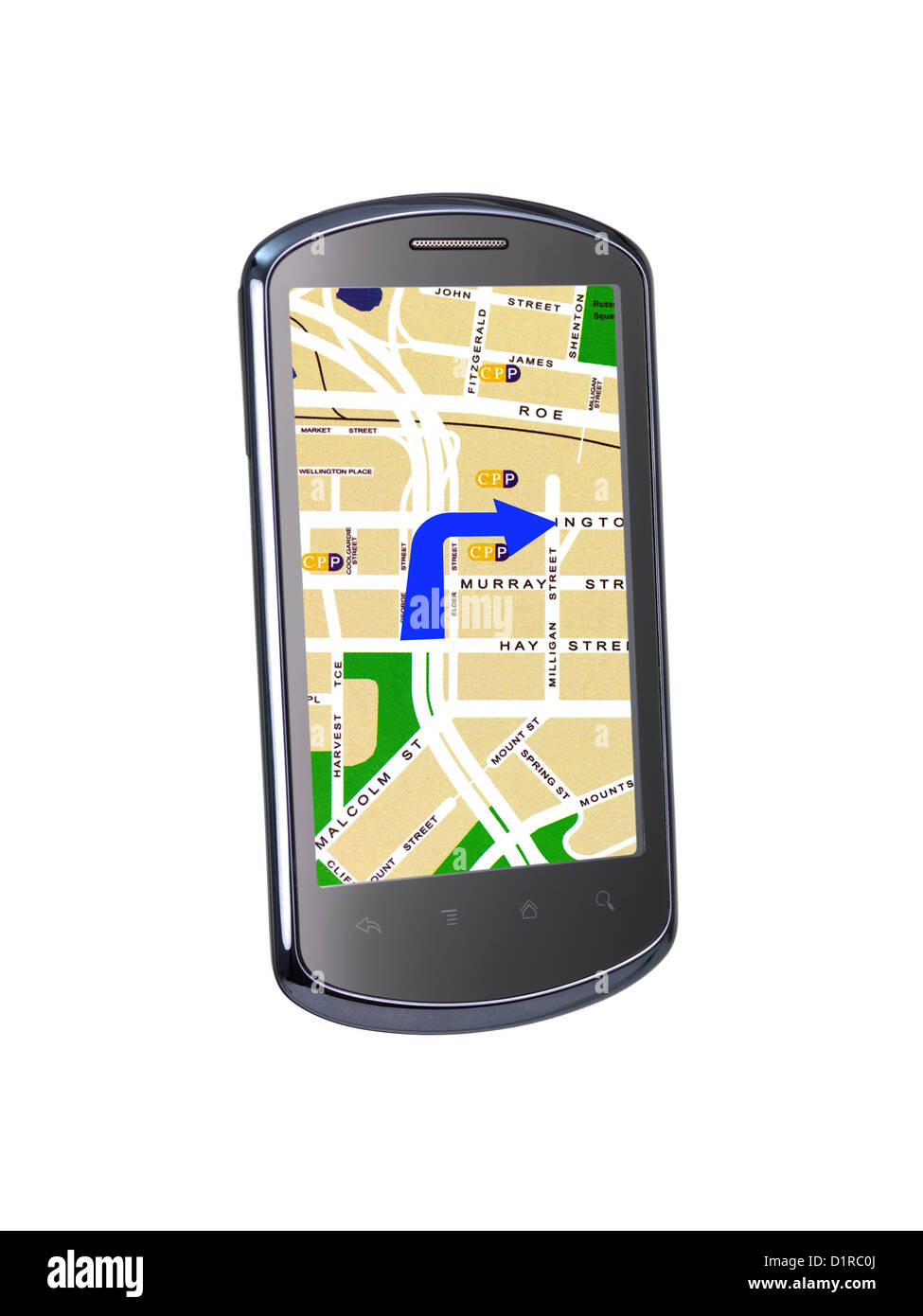 A modern smart phone with gps on white Stock Photo - Alamy