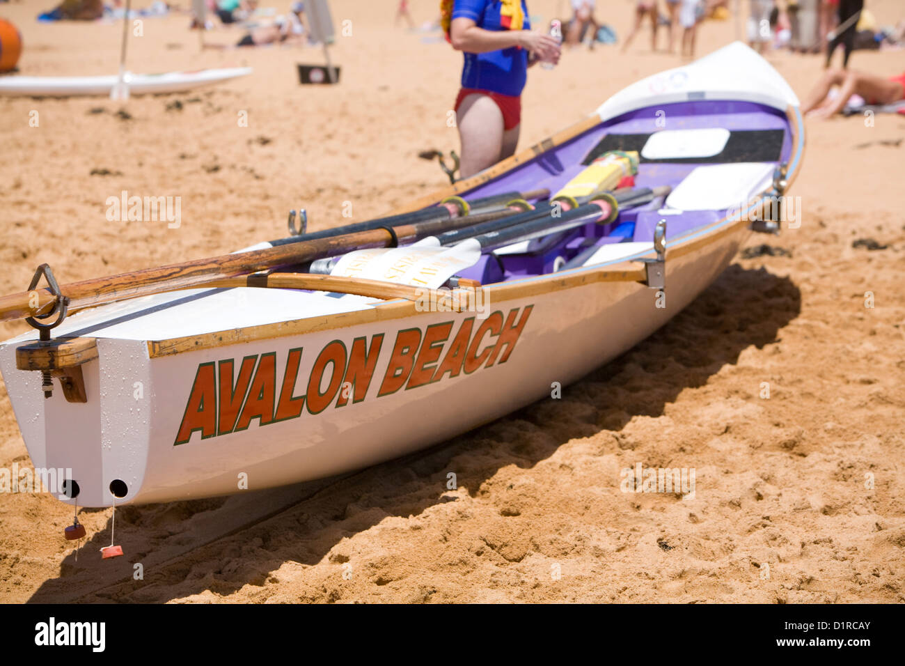 Traditional surf rescue boat belonging to Avalon Beach surf lifesaving ...