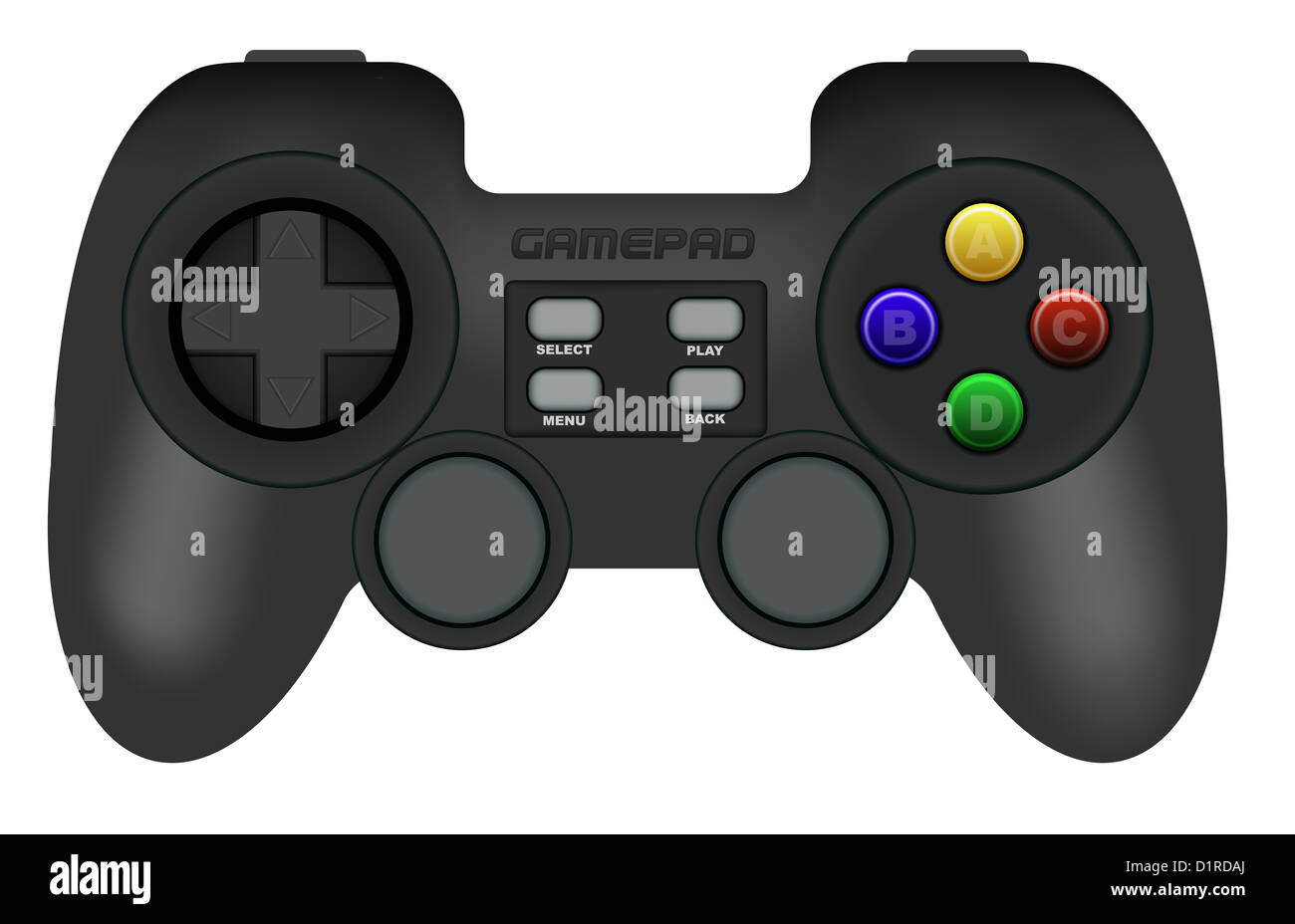 Illustration of Black Gamepad Isolated on White Stock Photo - Alamy