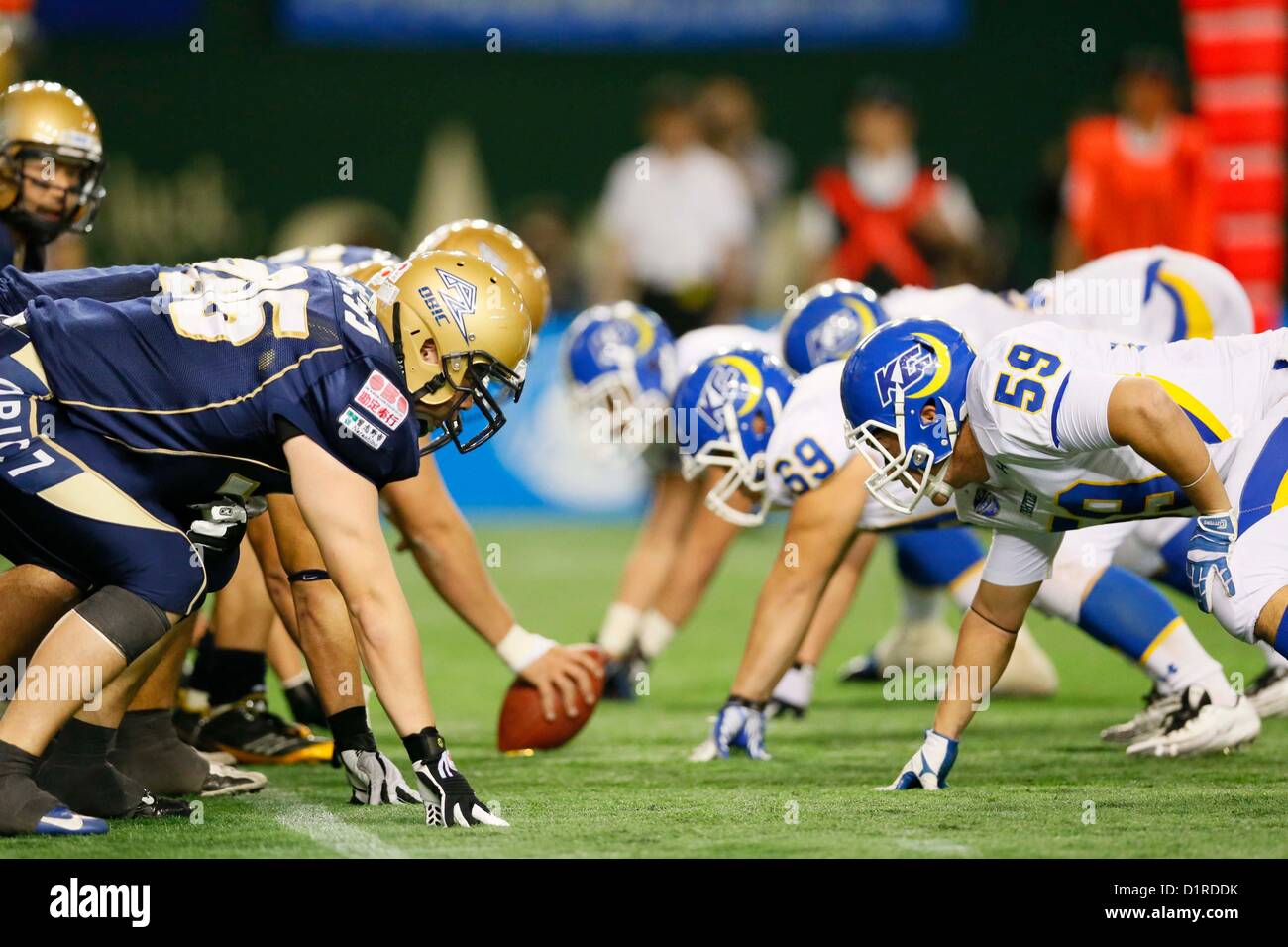 (L-R) Obic Seagulls team group (Seagulls), Kansei Gakuin University Fighters team group ...