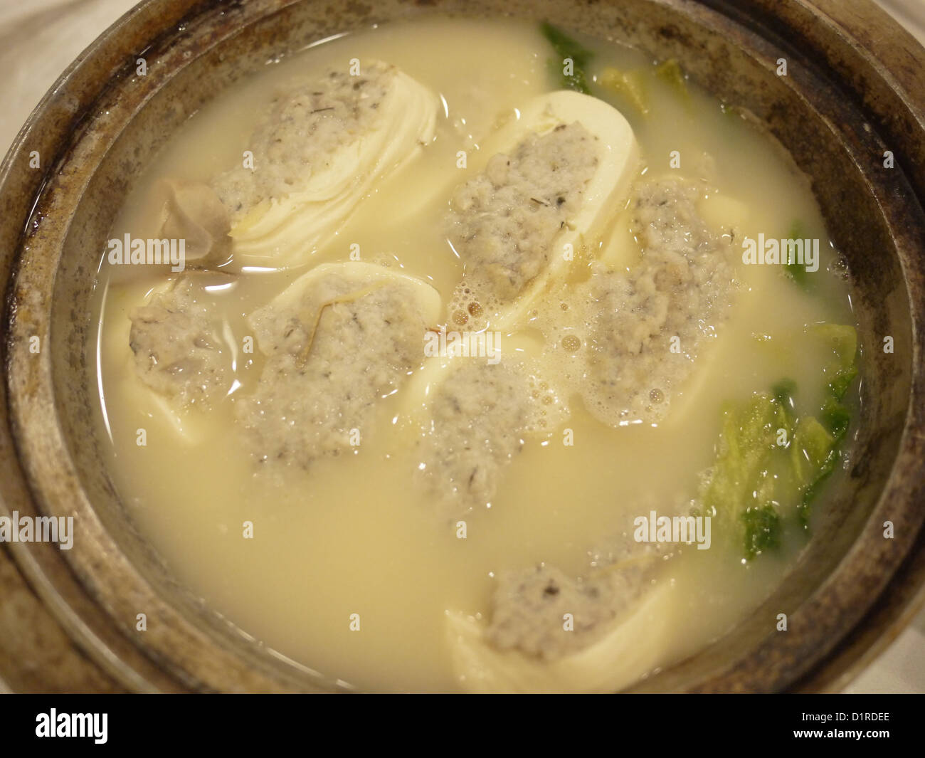 steam tofu with fish paste in soup Stock Photo - Alamy
