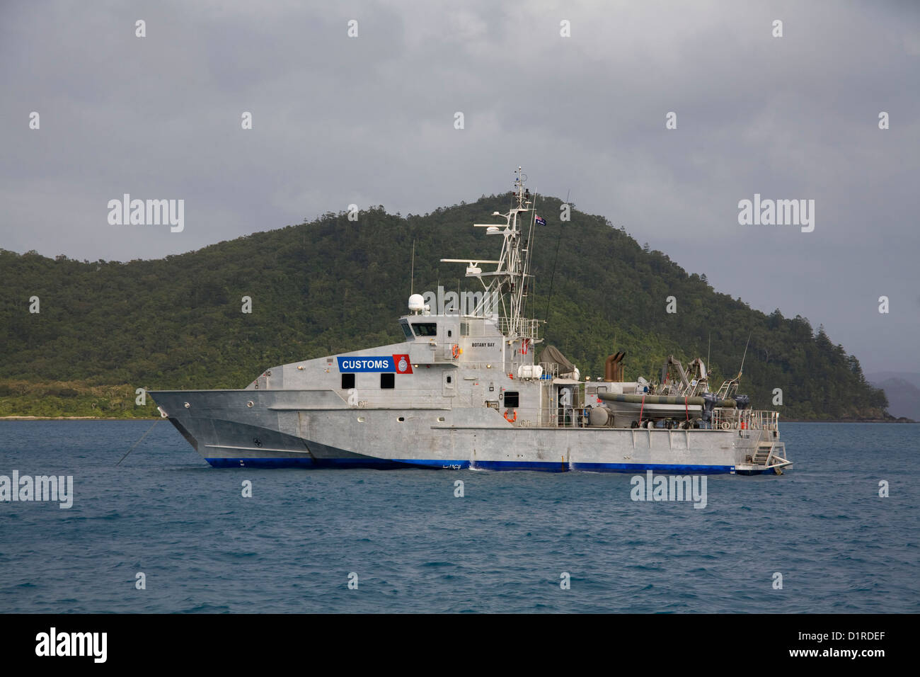 Australian Customs Patrol vessel Botany Bay ACV 30 at anchor Whitsunday ...