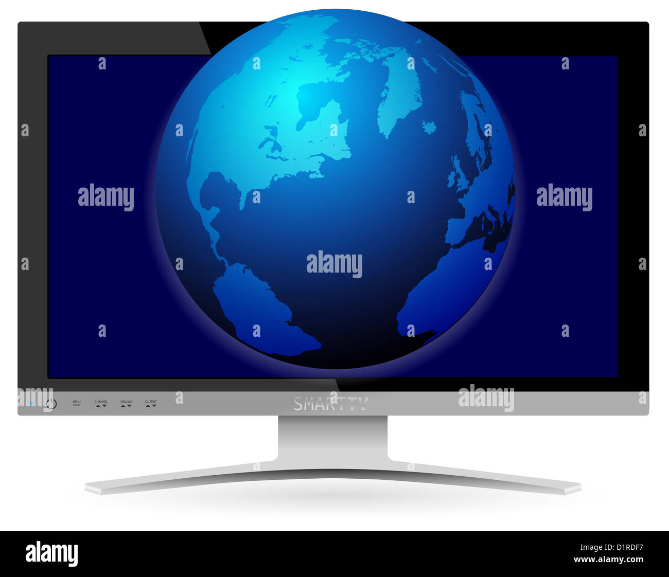 Illustration of Smart TV With Earth on Screen - on White Background ...