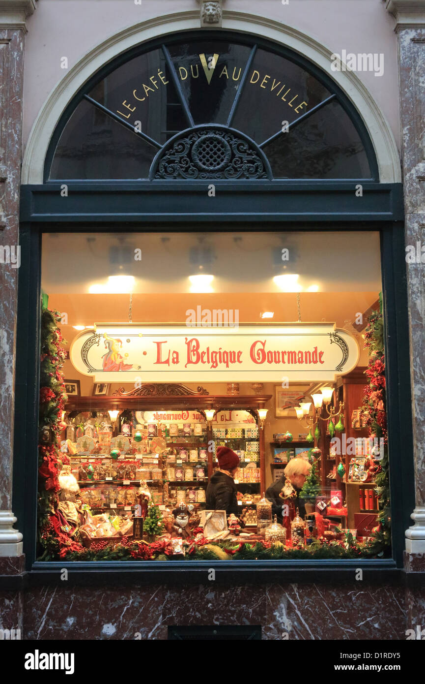 A shop window at Christmas in the Galleries Royales St Hubert arcade in ...
