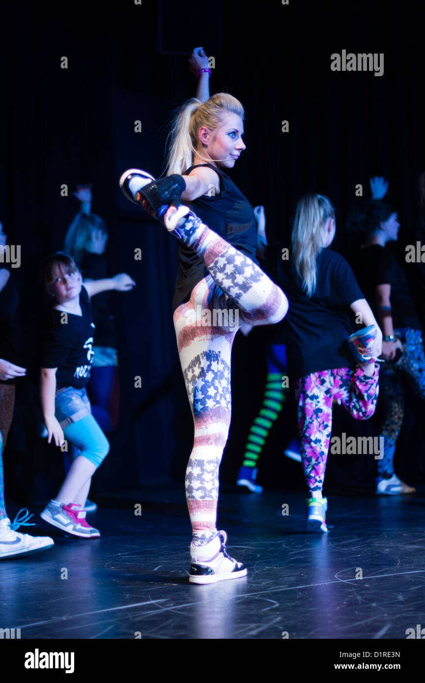 A Teenage girl taking part in a break dancing workshop, UK Stock Photo ...