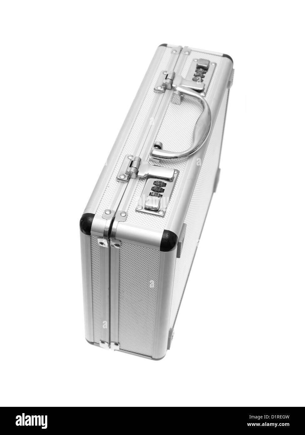 A metal briefcase isolated against a white background Stock Photo - Alamy
