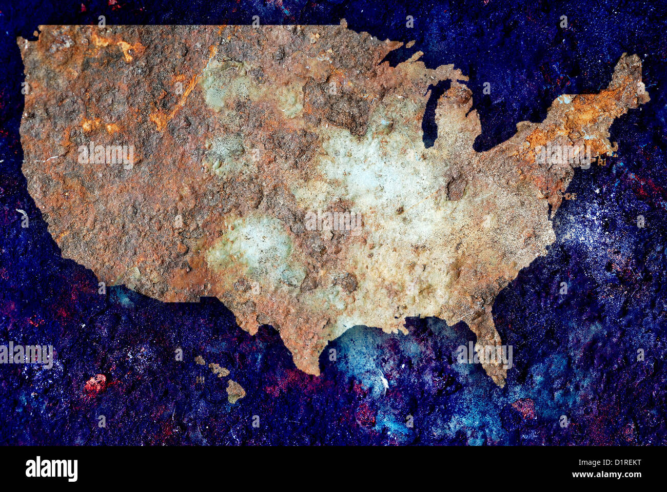 Concept of rusting US map as a ecological warning sign Stock Photo - Alamy