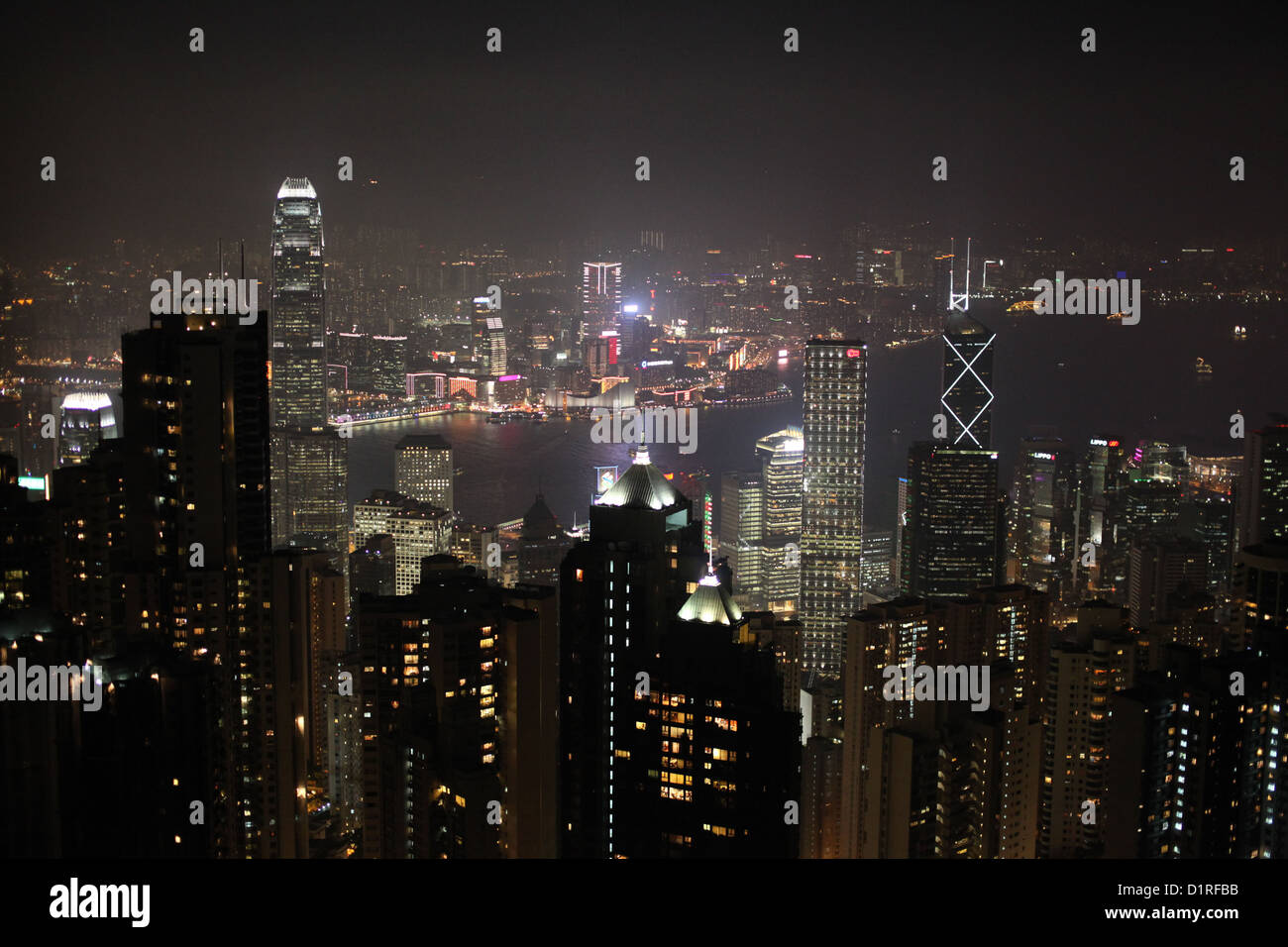 hong kong financial building night Stock Photo - Alamy