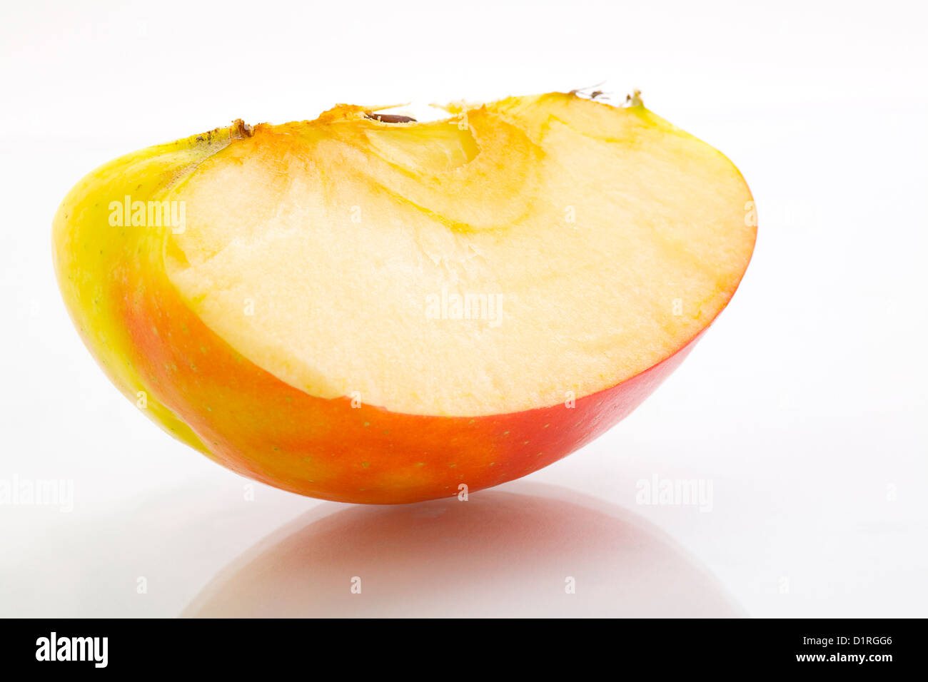 Close up of a quarter of apple fruit, isolated on white background ...