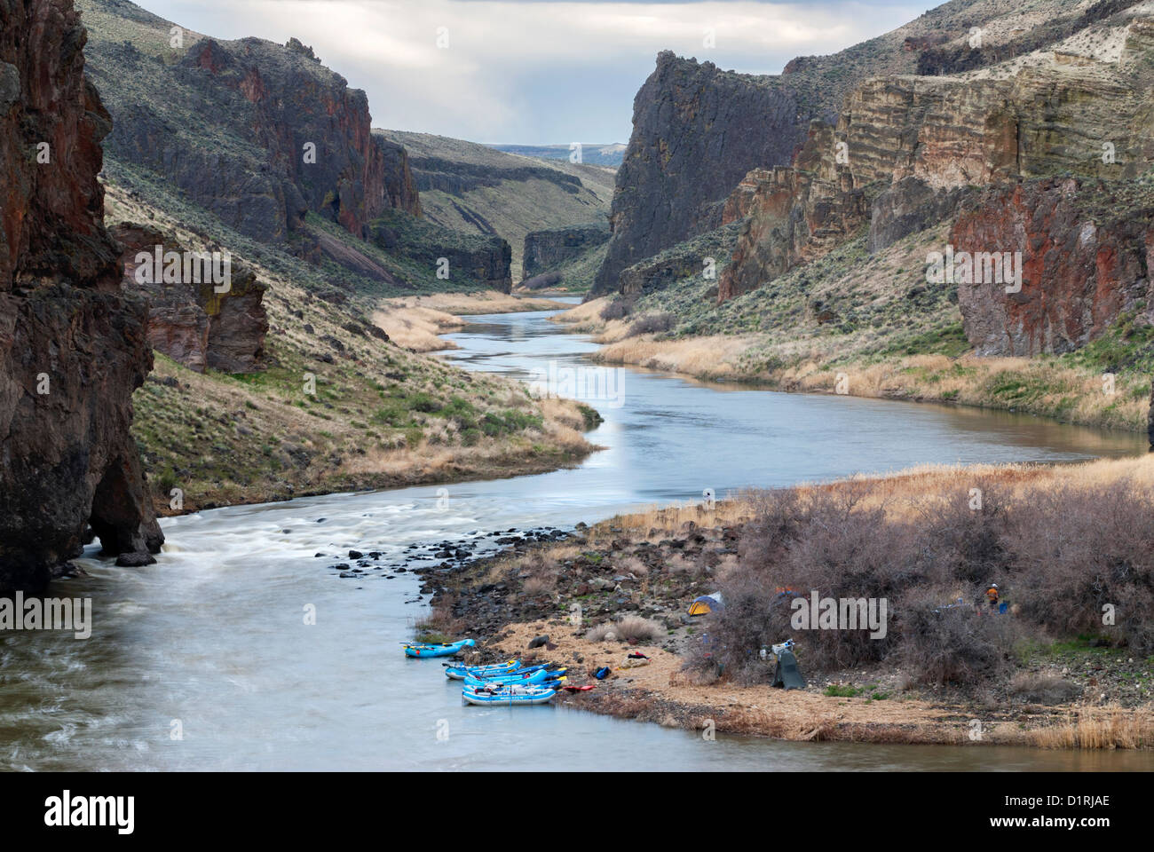 Raft trip camp on Oregon's Owyhee River Stock Photo - Alamy