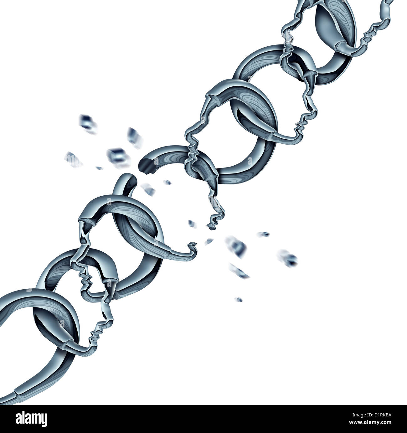 Team problems and business disagreement concept with a broken metal ...