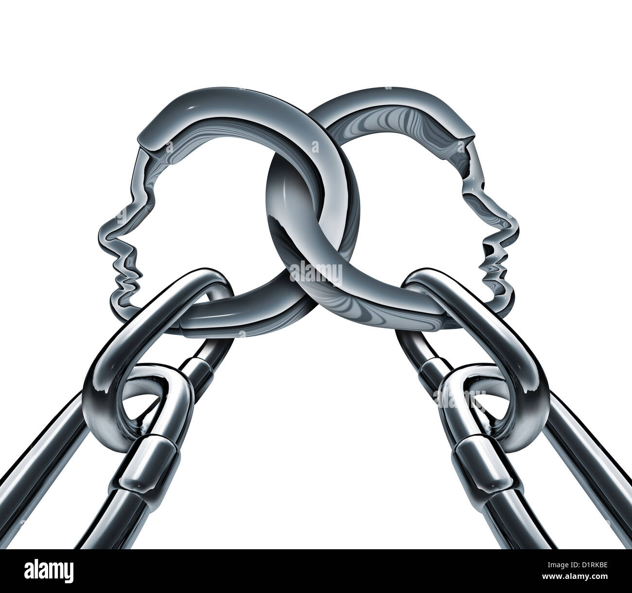 Unity strength and business group partnership as two metal chains ...