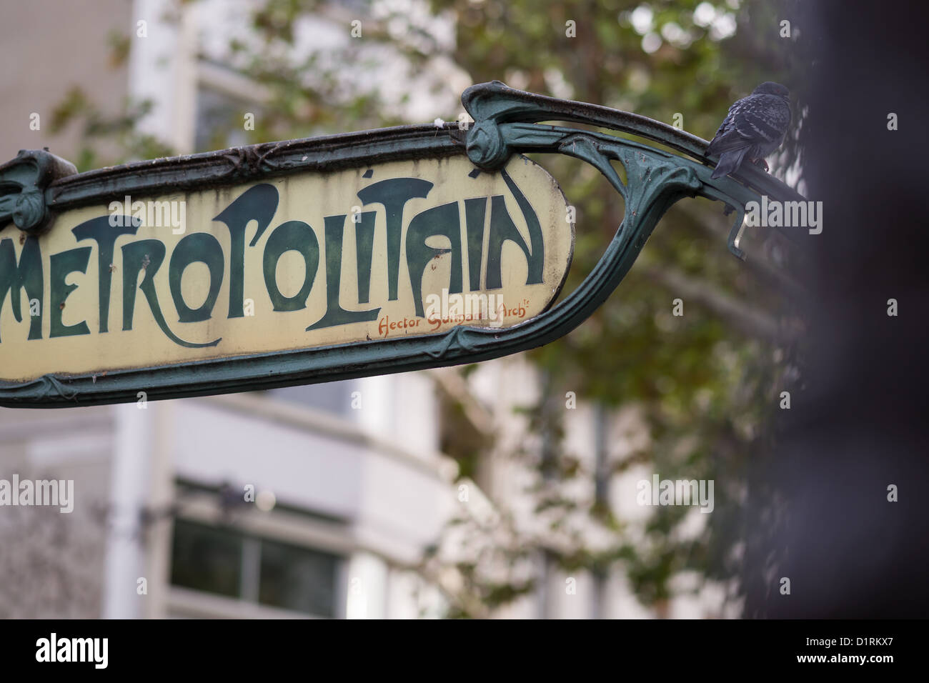 Green metro sign in Paris France Stock Photo - Alamy