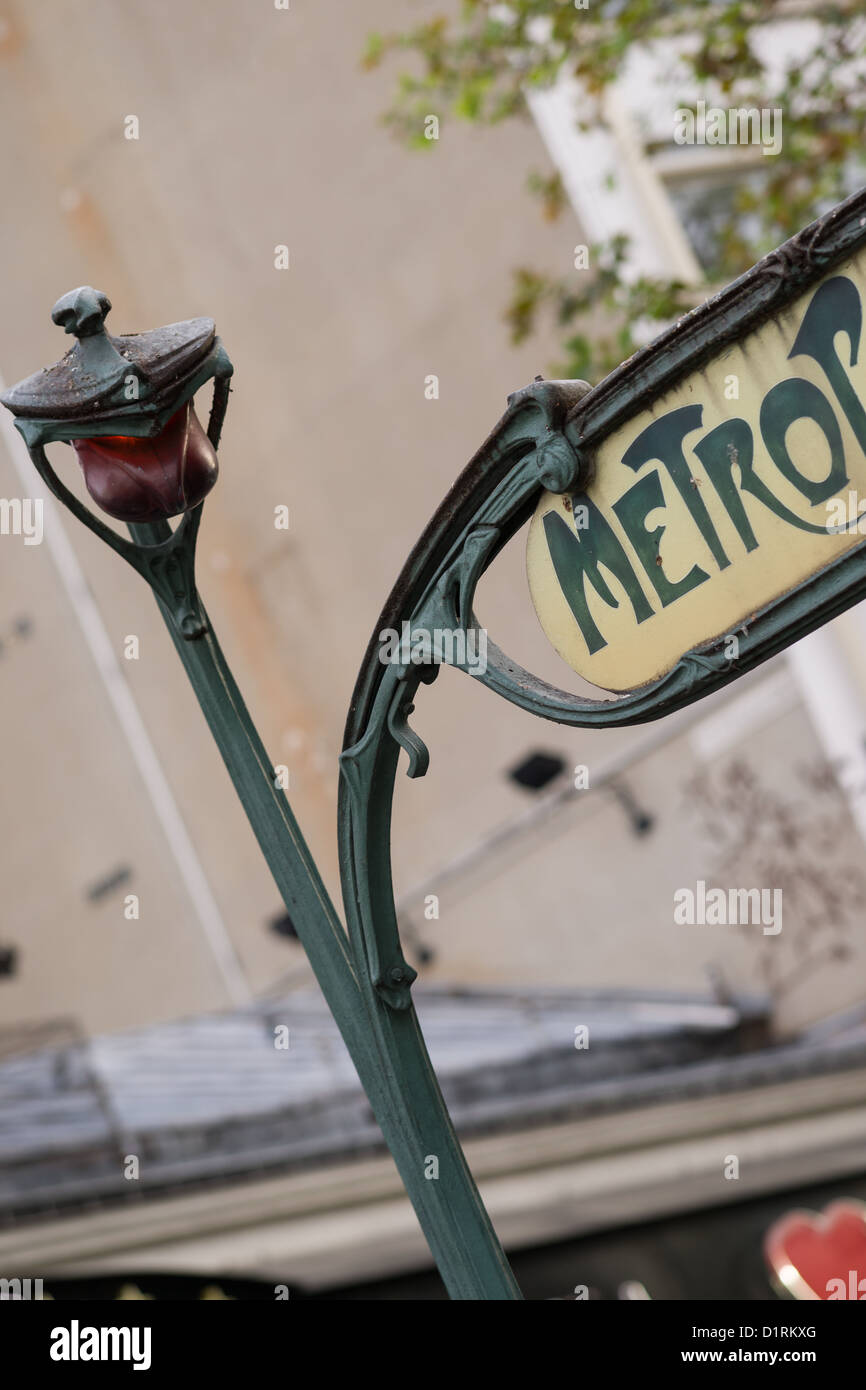 Green metro sign in Paris France Stock Photo - Alamy