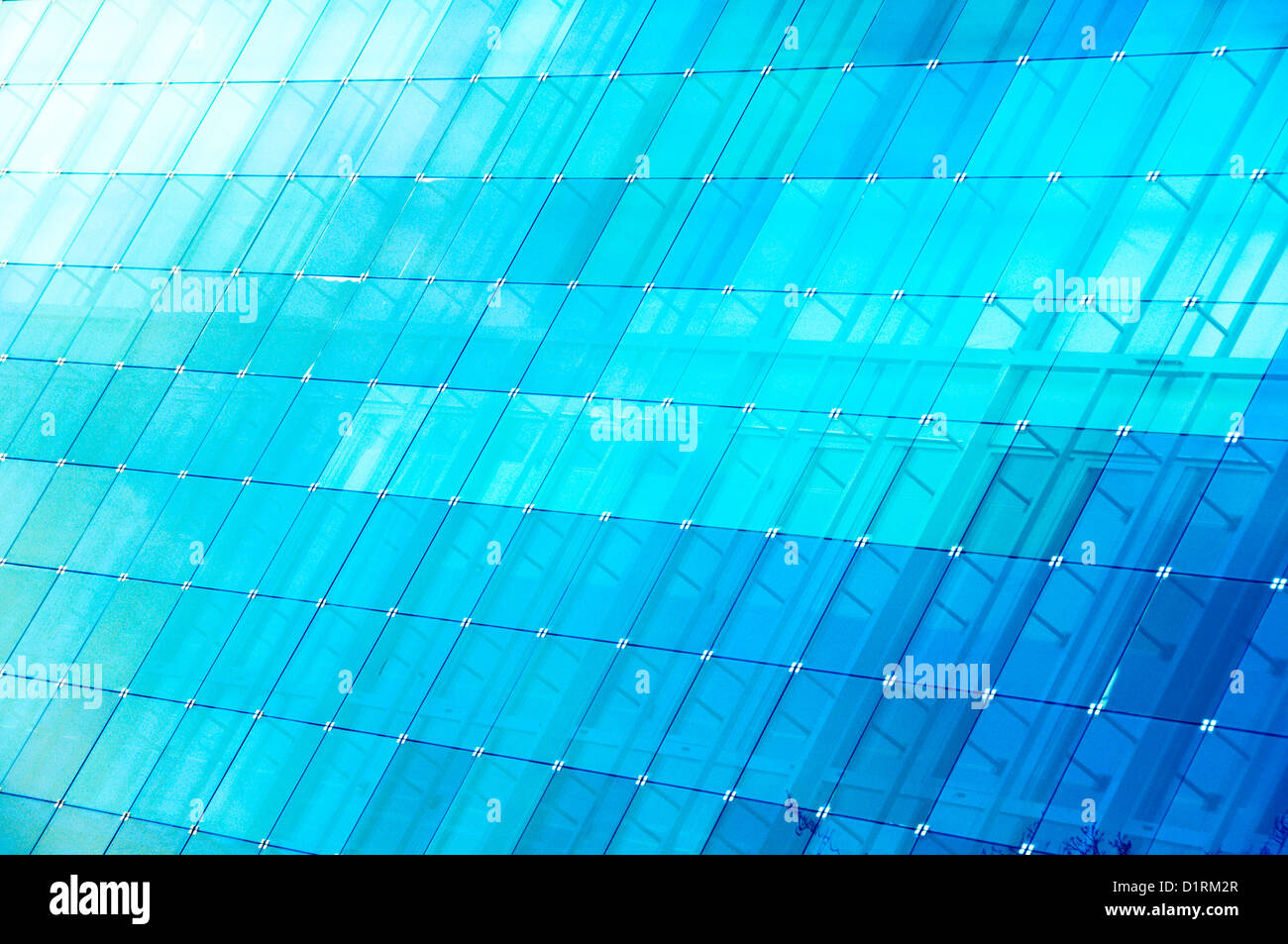 blue modern building with glass windows Stock Photo - Alamy