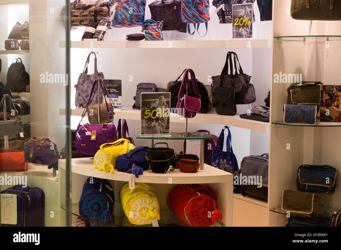 Bags on sale in a shopping mall in Jakarta, Indonesia Stock Photo - Alamy