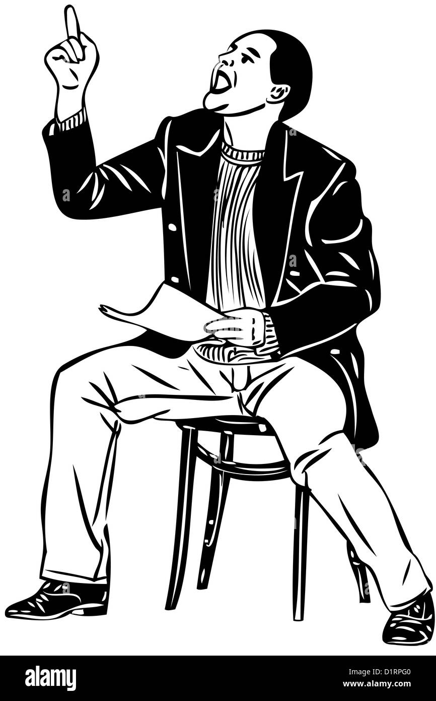 sketch an author and performer read the verses Stock Photo - Alamy