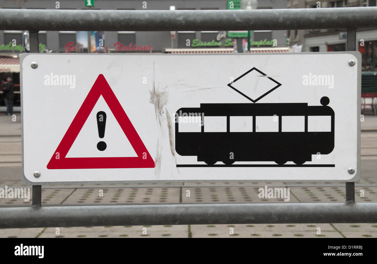 Tramway warning sign hi-res stock photography and images - Alamy