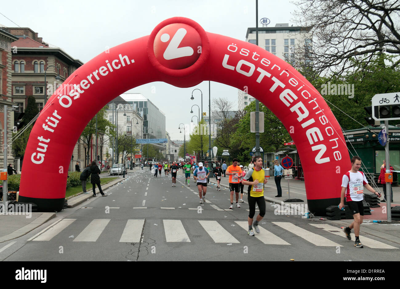 Inflatable advertising arch sign over the Vienna half marathon course ...