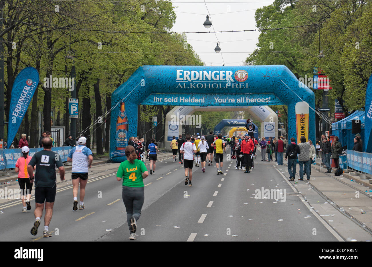 Inflatable advertising arch sign over the Vienna half marathon course ...