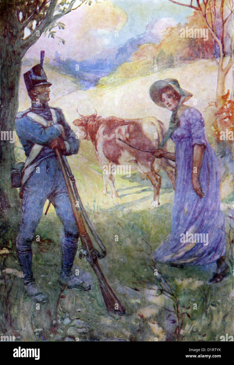 Illustration Of Laura Secord Walking Driving Her Cow Passed The ...
