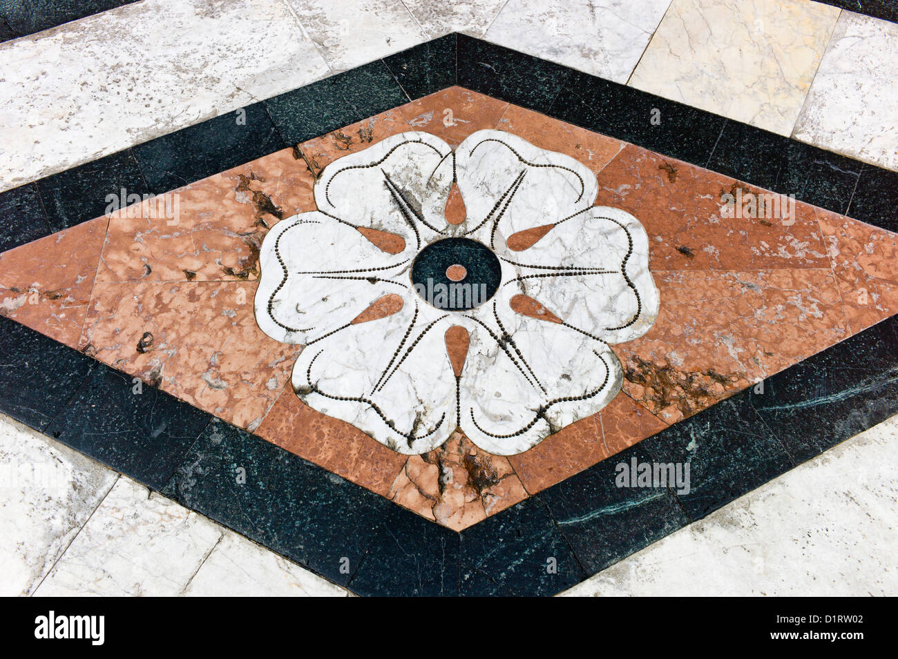 Detail of decorative coloured sgraffito marble pavement of The Duomo ...