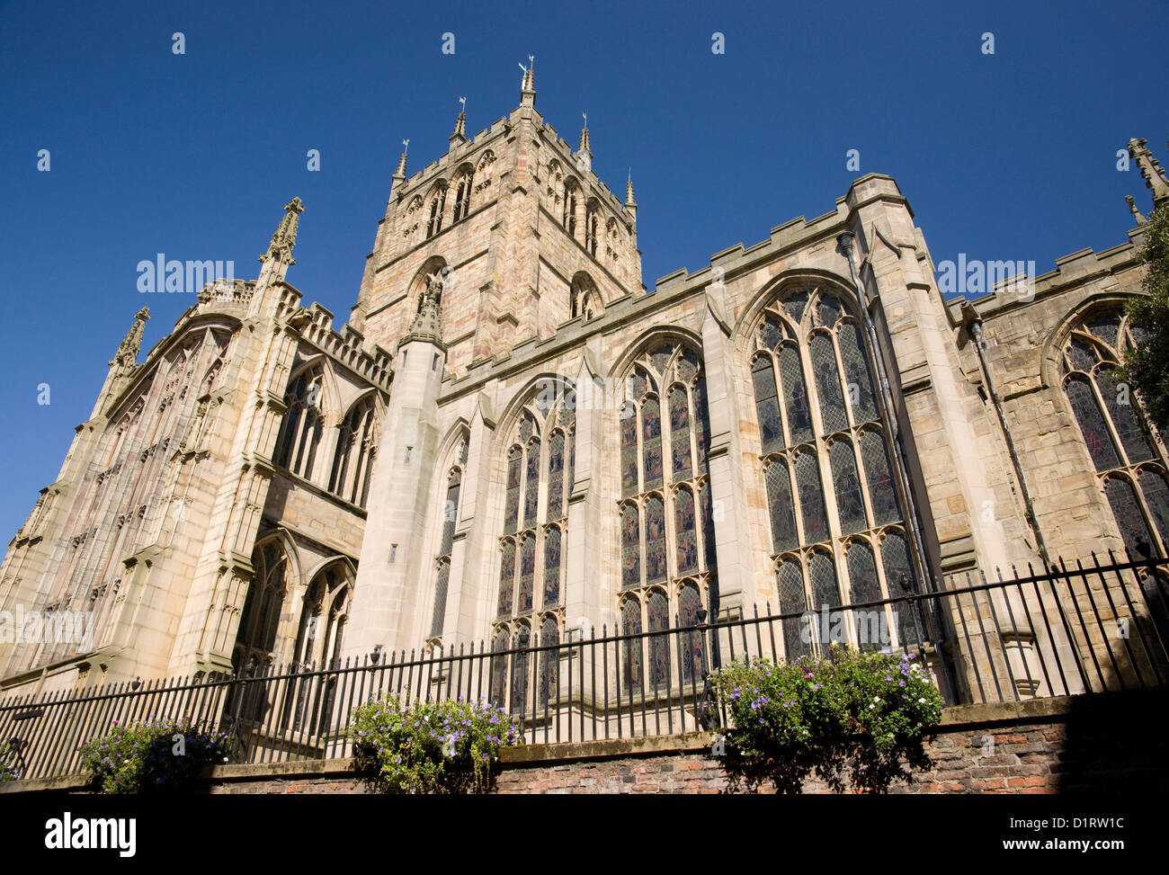 St Mary the Virgin Church, Nottingham, Lace Market, against a blue sky ...