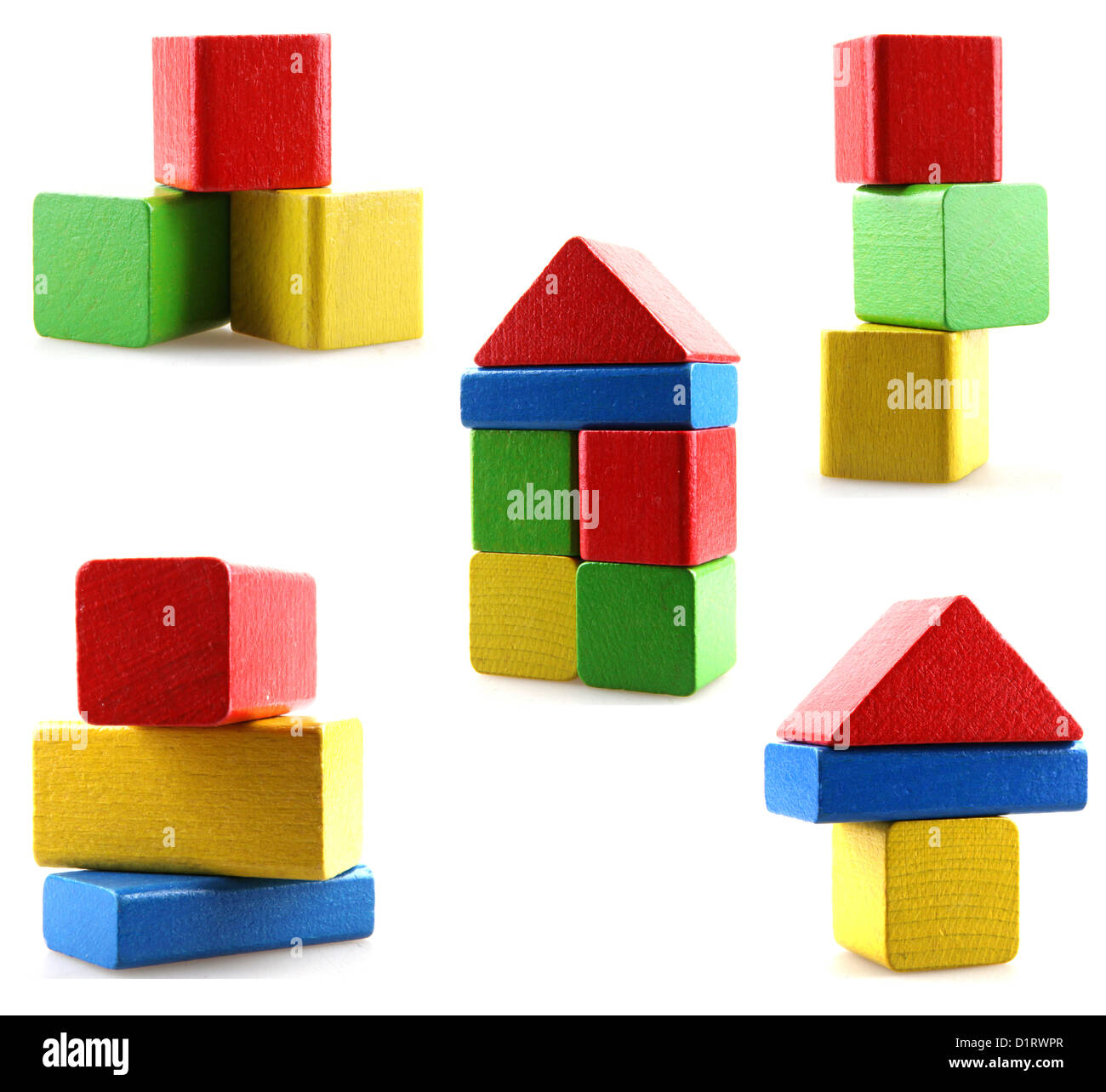 wooden toy blocks on white background Stock Photo - Alamy