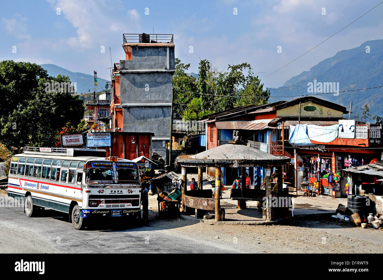 bus station, Naudanda village, Anapurna region, Nepal Stock Photo - Alamy