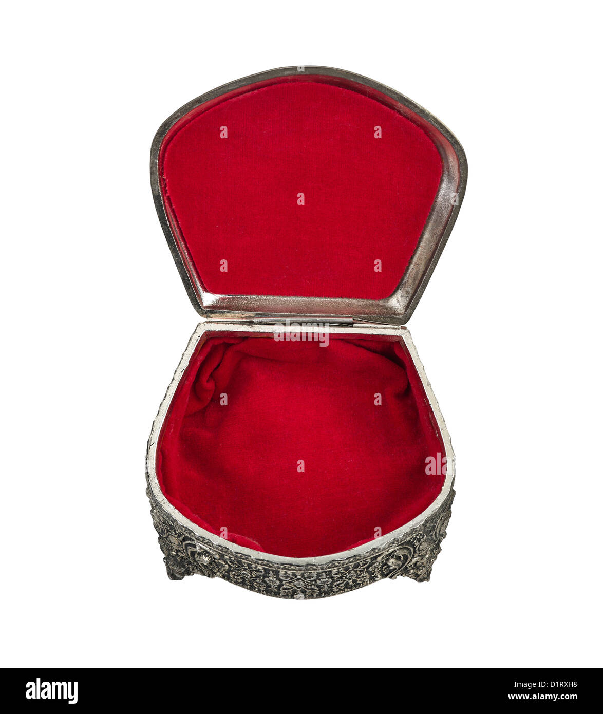 Open Red Heart pewter jewelry box with clipping path Stock Photo - Alamy