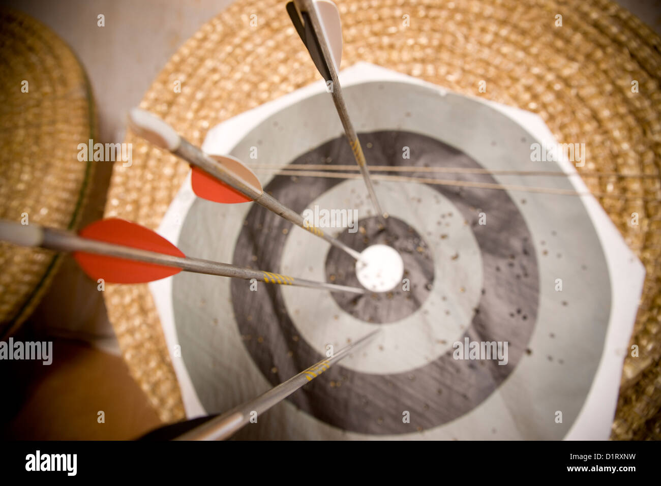 Arrows on Target at an Archery Event Stock Photo - Alamy