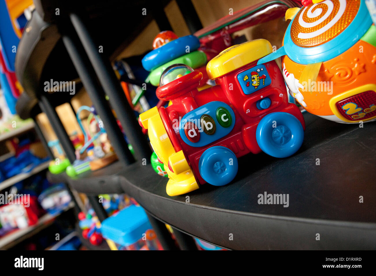 Children's train in toy library / nursery Stock Photo - Alamy