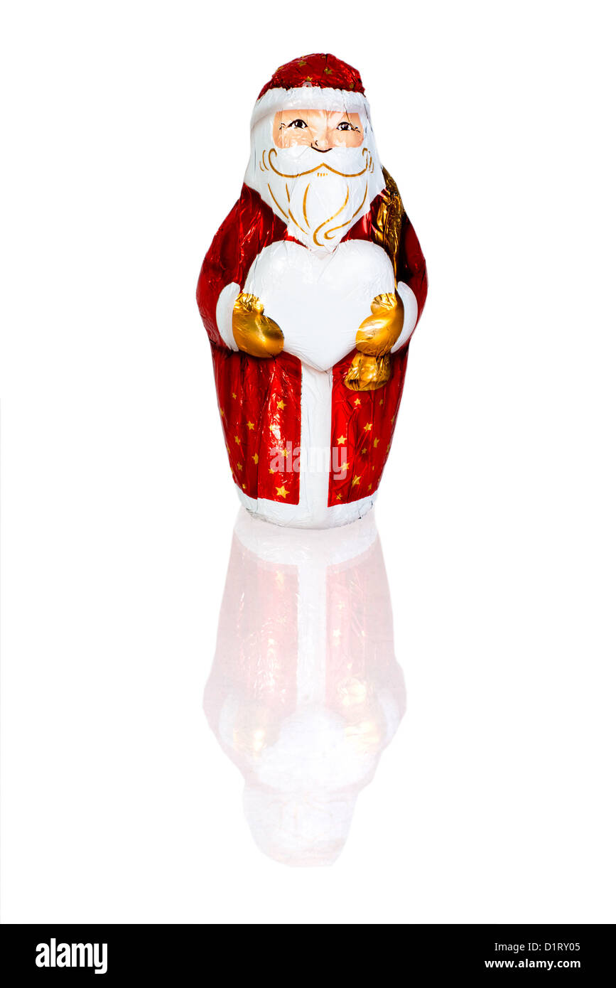 Chocolate Santa Claus figure carrying a hear shape that can be used for ...