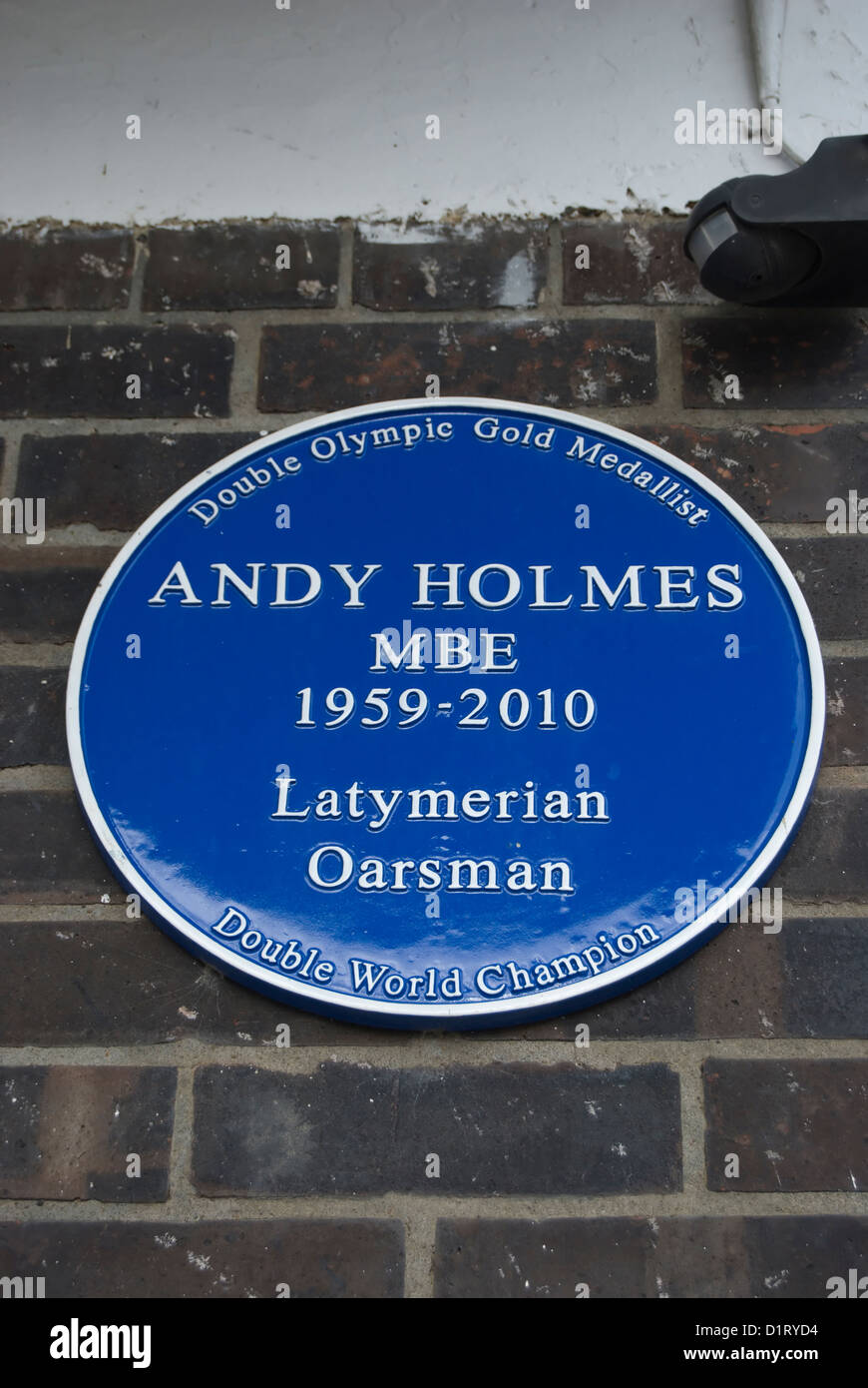 blue plaque at a boathouse in hammersmith, london, england ...