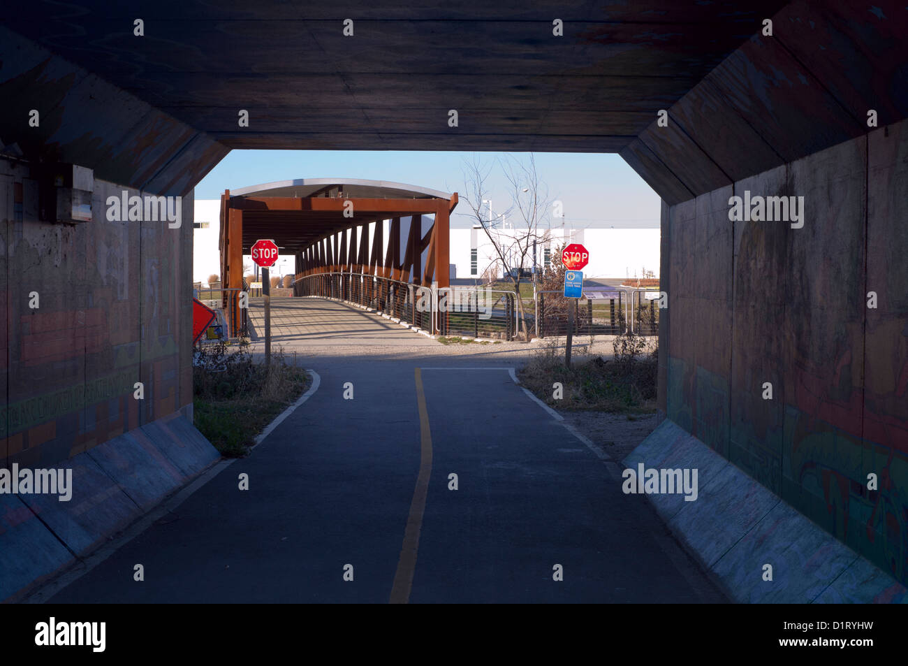 tunnel and bridge along valley passage on hank aaron state trail in ...