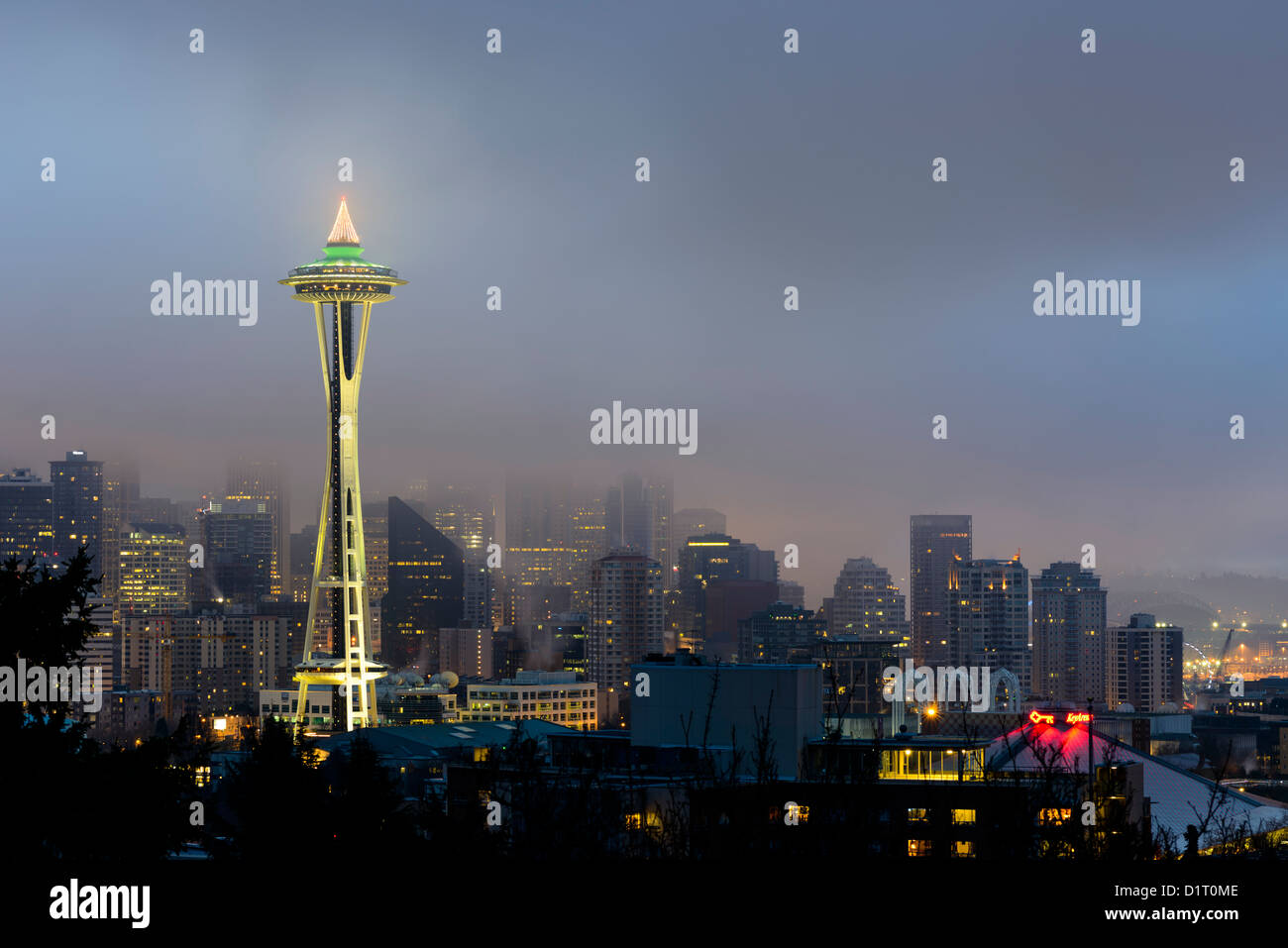 Seattle Skyline At Dusk From Kerry Park High Resolution Stock ...