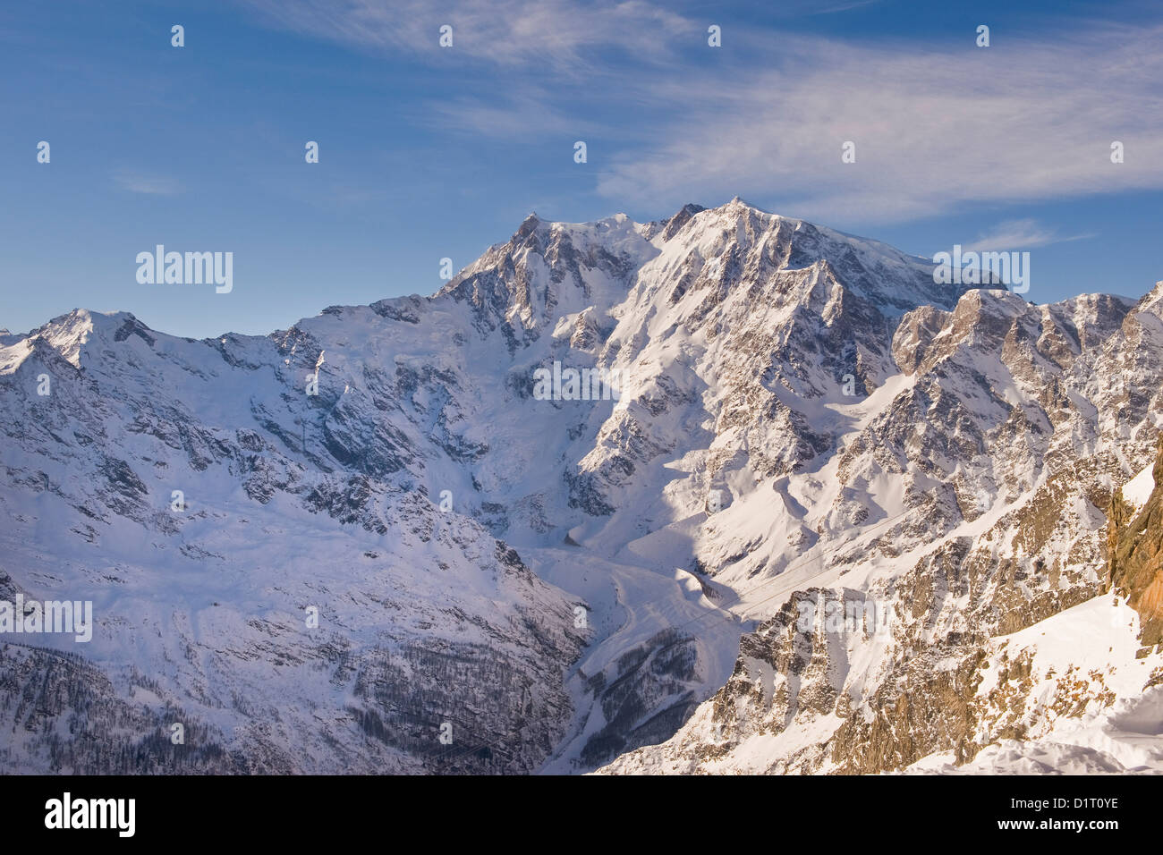 Italy, Piedmont, Macugnaga, view from Monte Moro, Monte Rosa Stock ...