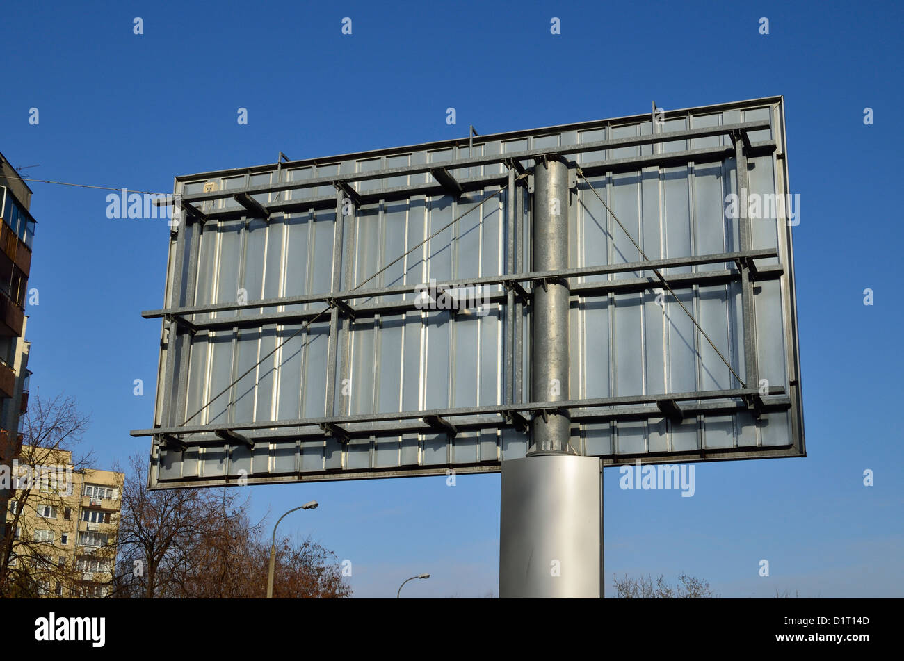 Billboard's back side showing metal truss construction and pole, mast ...