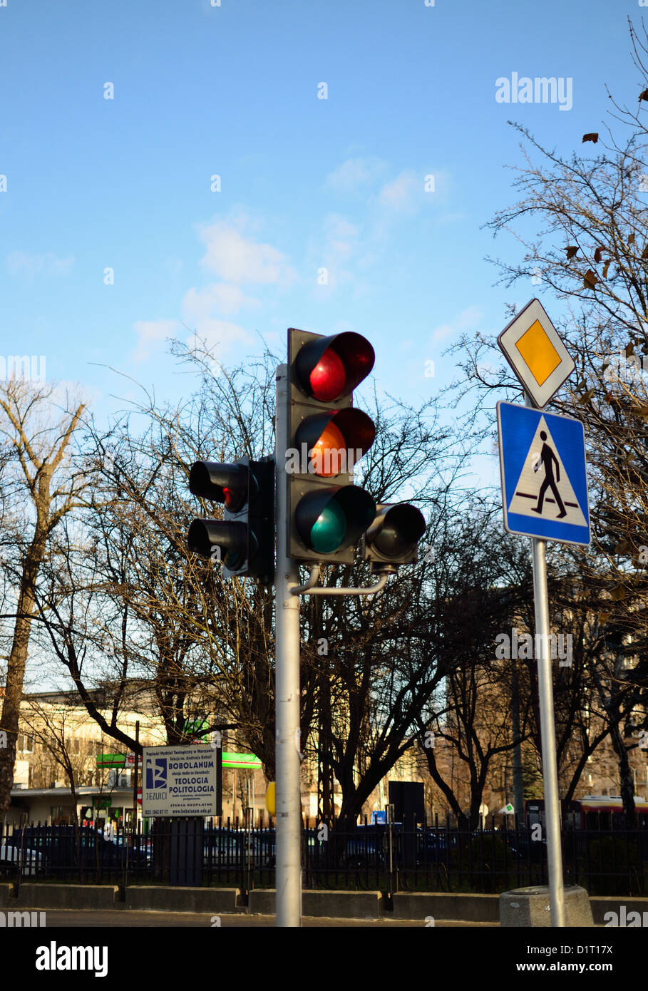 Traffic lights road signs crossroad hi-res stock photography and images ...