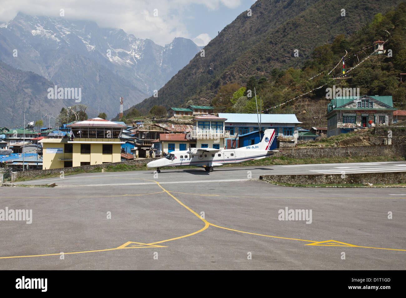 A plane on the runway at the airport at Lukla, Khumbu Nepal Asia Stock ...