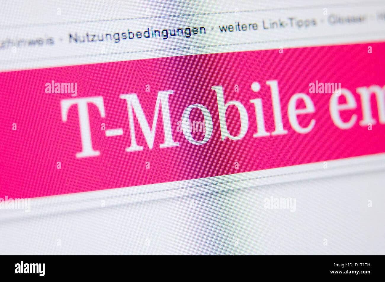 t-mobile writing on computer monitor Stock Photo - Alamy