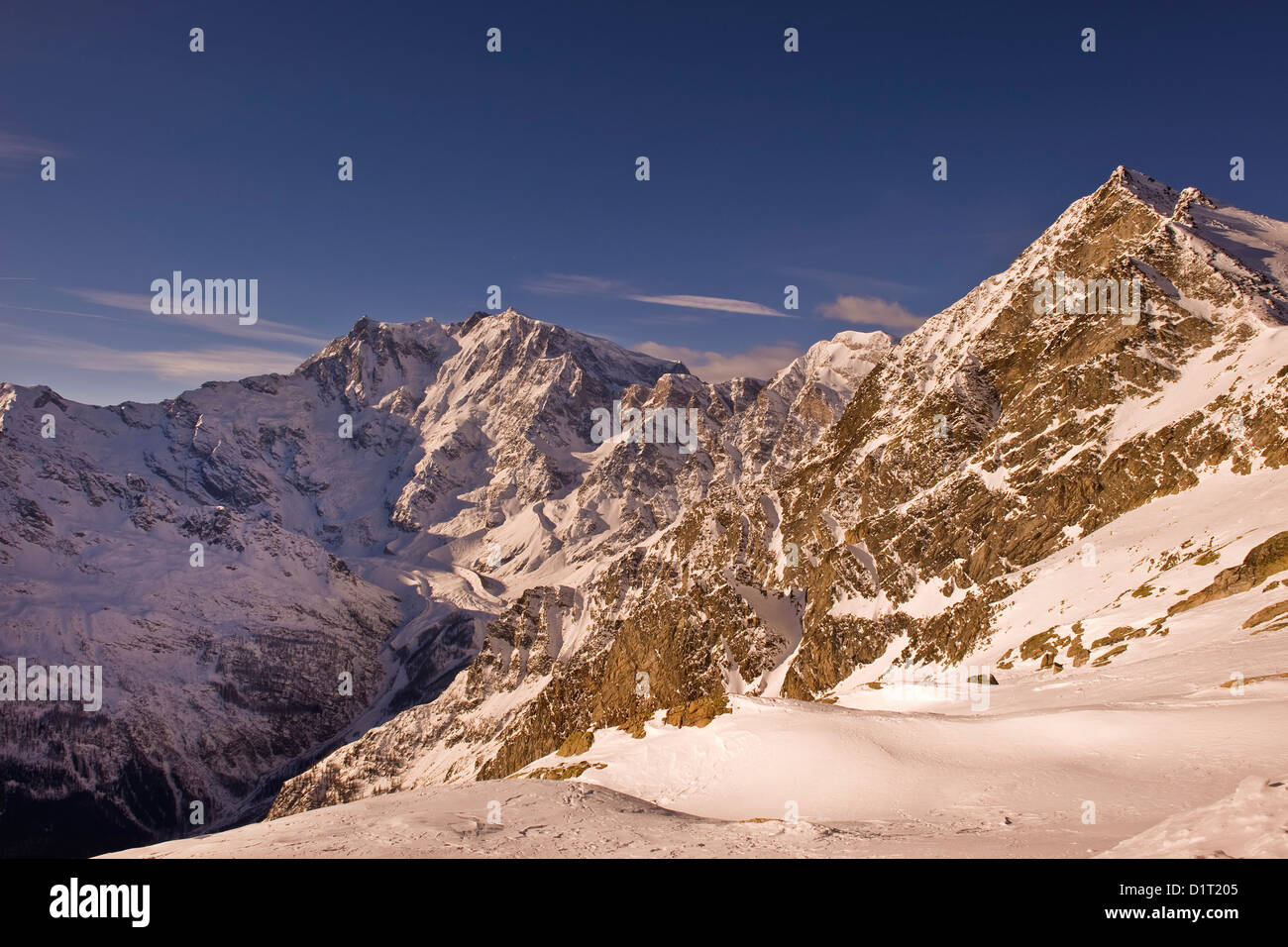 Italy, Piedmont, Macugnaga, view from Monte Moro, Monte Rosa Stock ...
