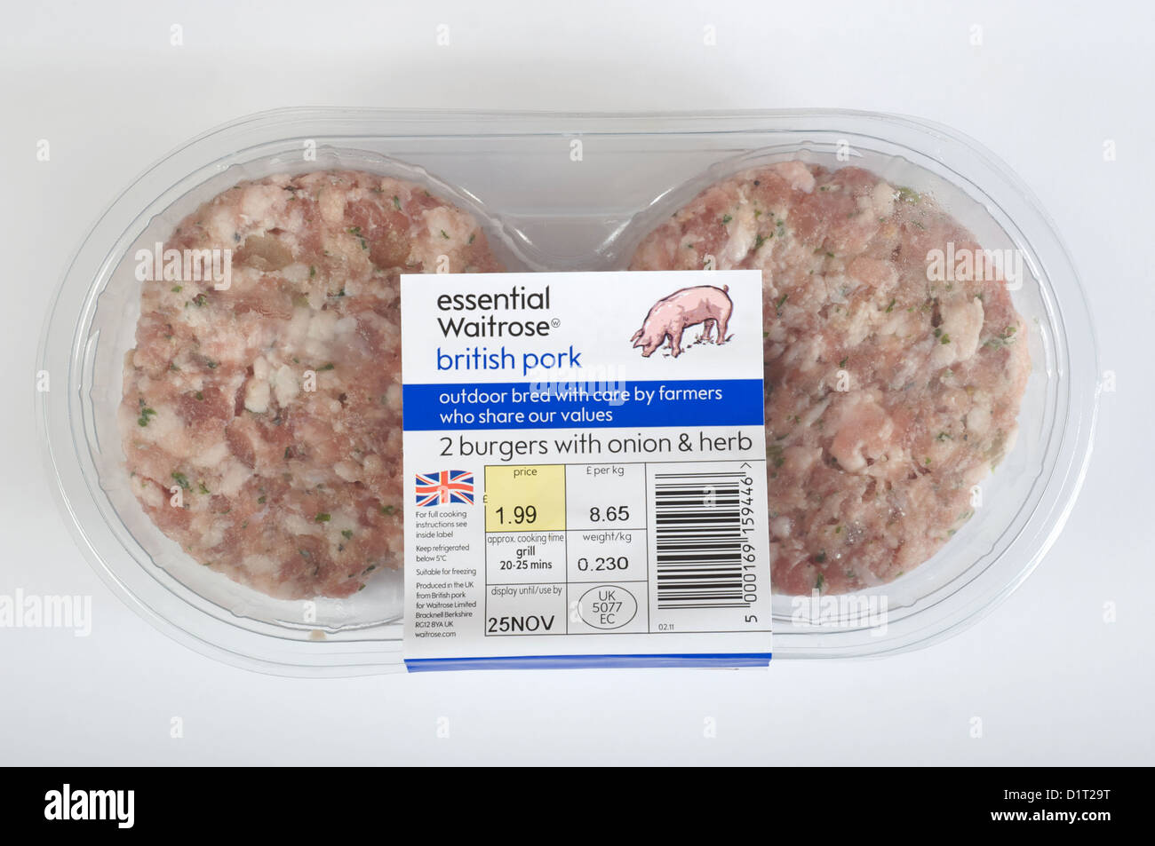 Essential Waitrose pork burgers Stock Photo - Alamy