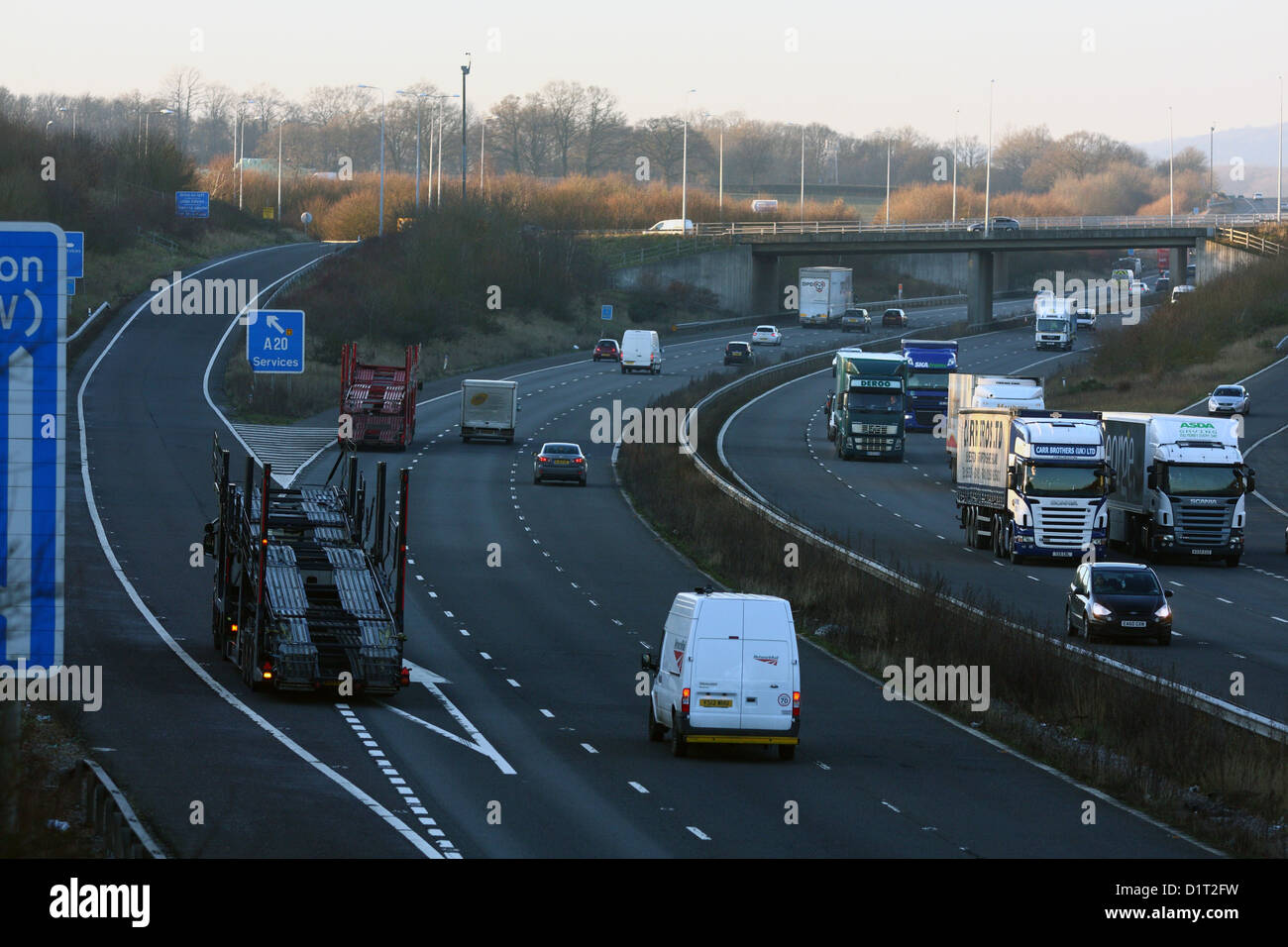 Cars trucks lorries lorry freeway highway england hi-res stock ...