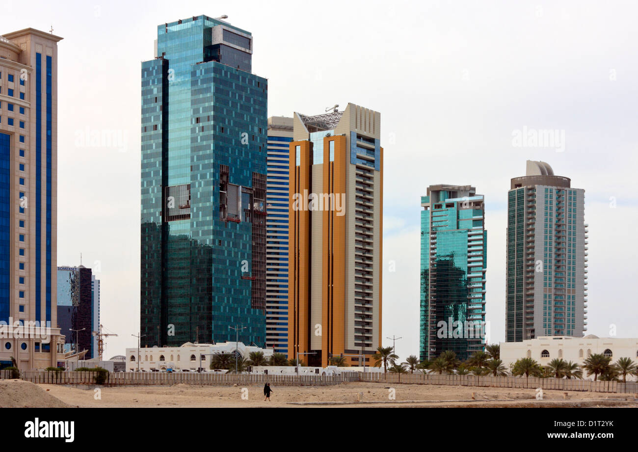 High Rise Buildings in the new City Center of Doha, Qatar Stock Photo ...